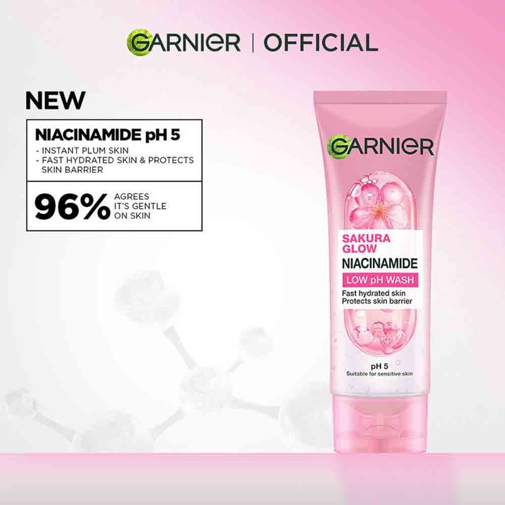 Garnier Sakura Glow Niacinamide Low pH Gel Wash Cleanser 100ml
